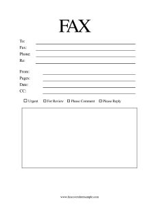 Basic Fax Cover Sheet Printable Free PDF Template