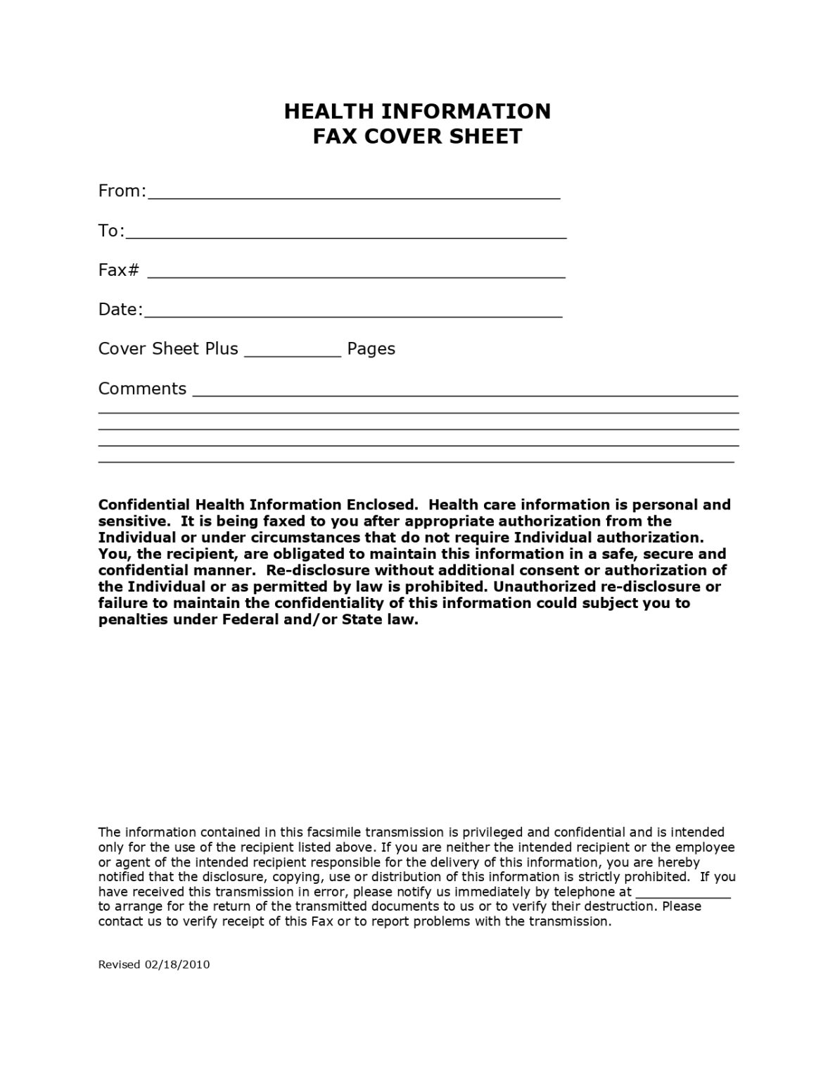 Confidential Fax Cover Sheet PDF, Word (Confidentiality)