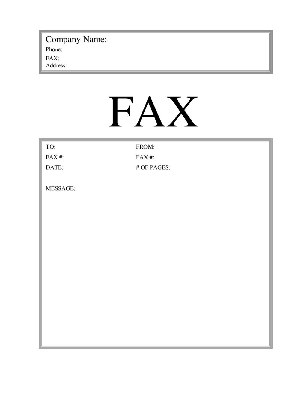 Professional Fax Cover Sheet PDF Printable Template