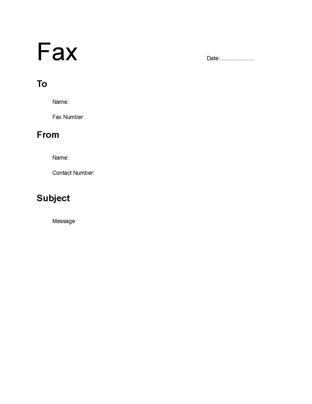 Fax Cover Sheet Google Docs Template Editable