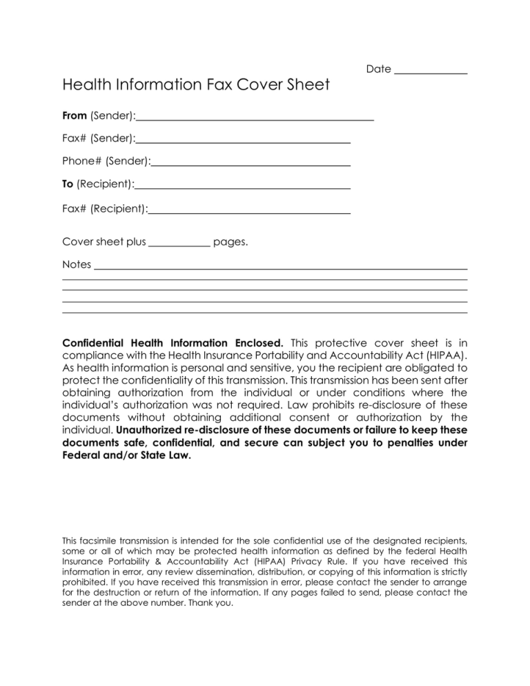 Confidential Fax Cover Sheet PDF, Word (Confidentiality)