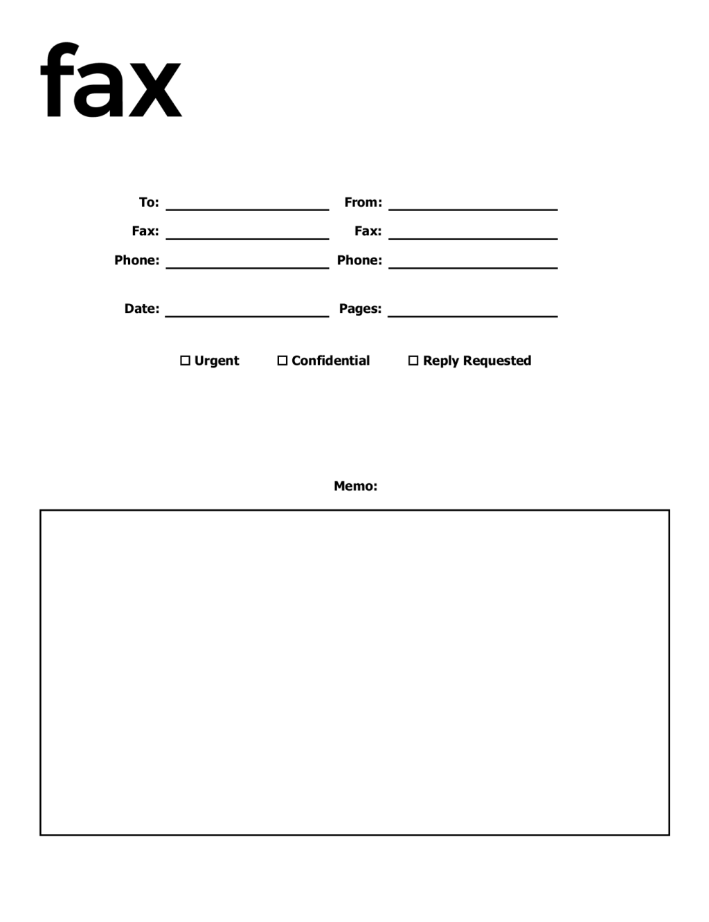 Professional Fax Cover Sheet PDF Printable Template