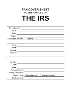 Free IRS Fax Cover Sheet PDF - Letter Template